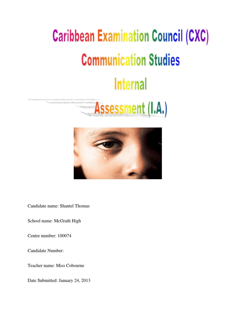 Communication Studies Sba | PDF | Child Abuse | Child Neglect