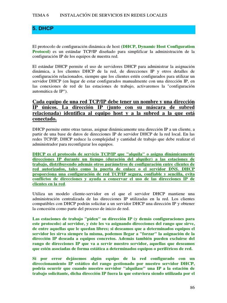 DHCP - Teoria | PDF | Dirección IP | Protocolos de internet