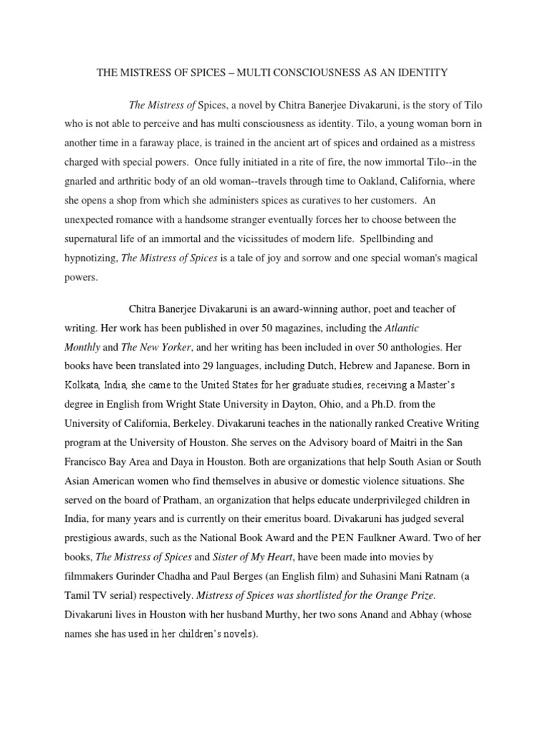 The Mistress of Spices, A Novel by Chitra Banerjee Divakaruni, Is The ...