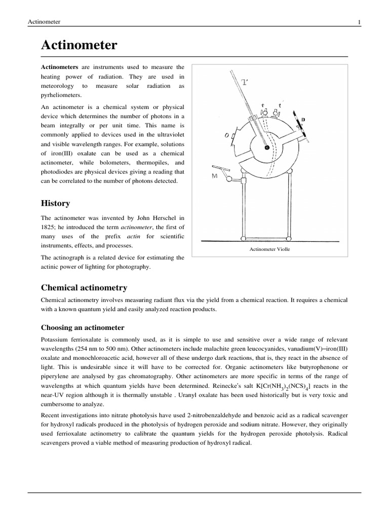 Actinometer | PDF | Electromagnetic Radiation | Applied And Interdisciplinary Physics