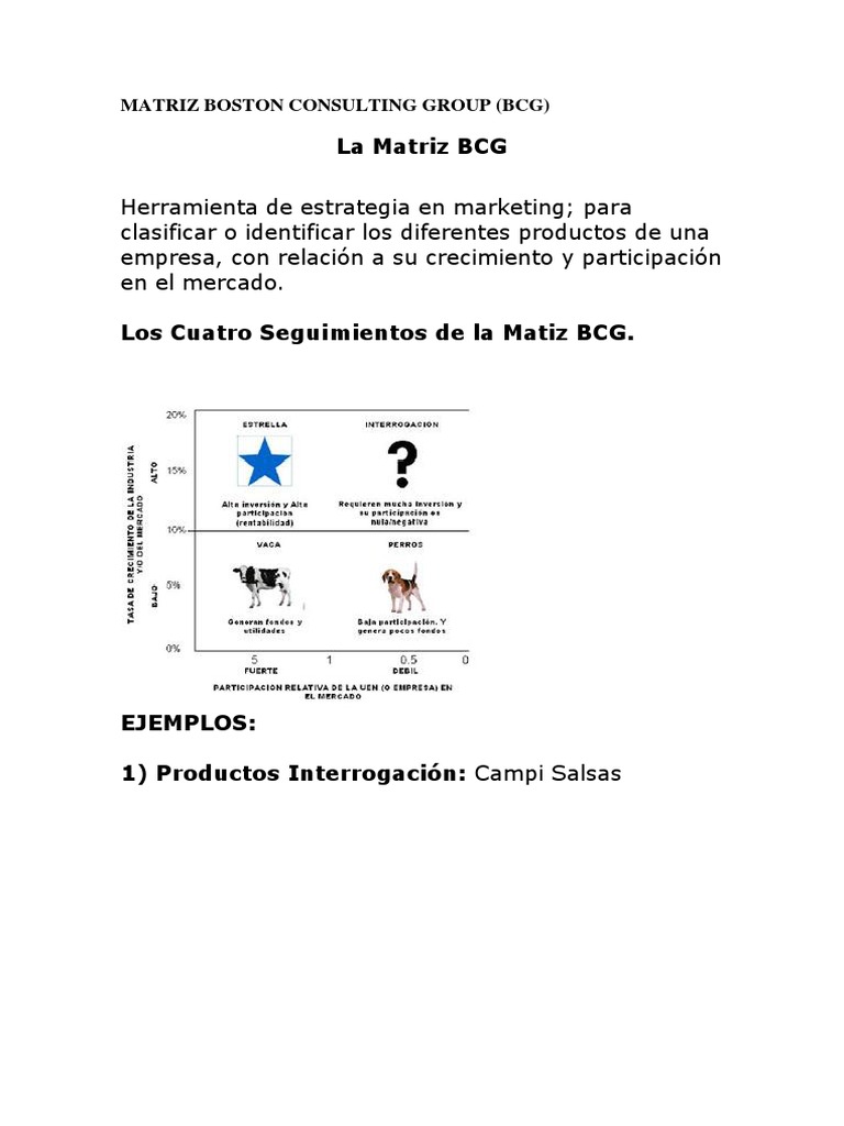 Ejemplo Matriz Boston Consulting Group | PDF