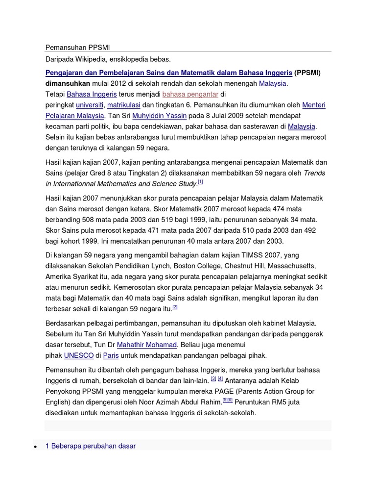 Pemansuhan PPSMI | PDF