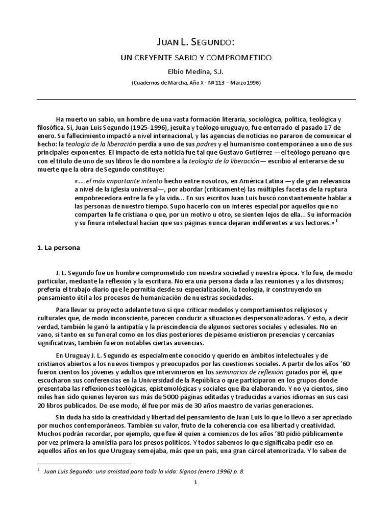 Un sabio comprometido: analizando la vida y obra del teólogo Juan Luis ...