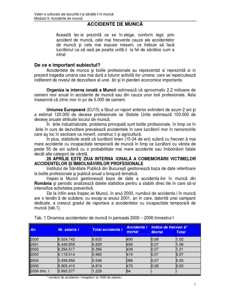 Accidente de Munca | PDF