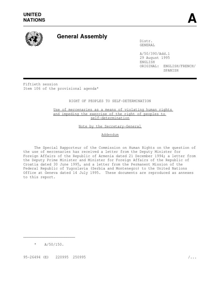 UN Report on Mercenary Use | PDF | National Security | Military