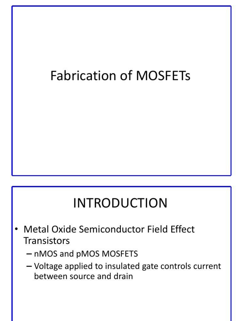 MOSFET Fabrication Process Guide | PDF | Mosfet | Photolithography