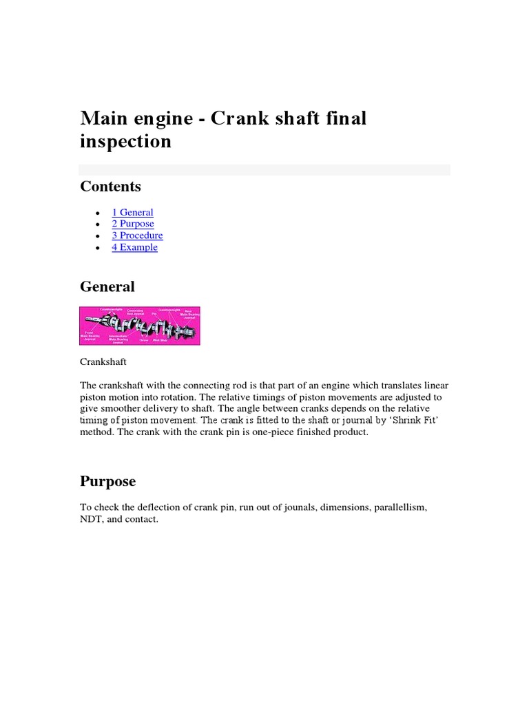 Crank Shaft Final Inspection | Download Free PDF | Engineering ...