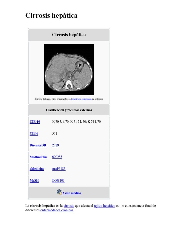 Cirrosis Hepática | PDF | Cirrosis | Sistema digestivo