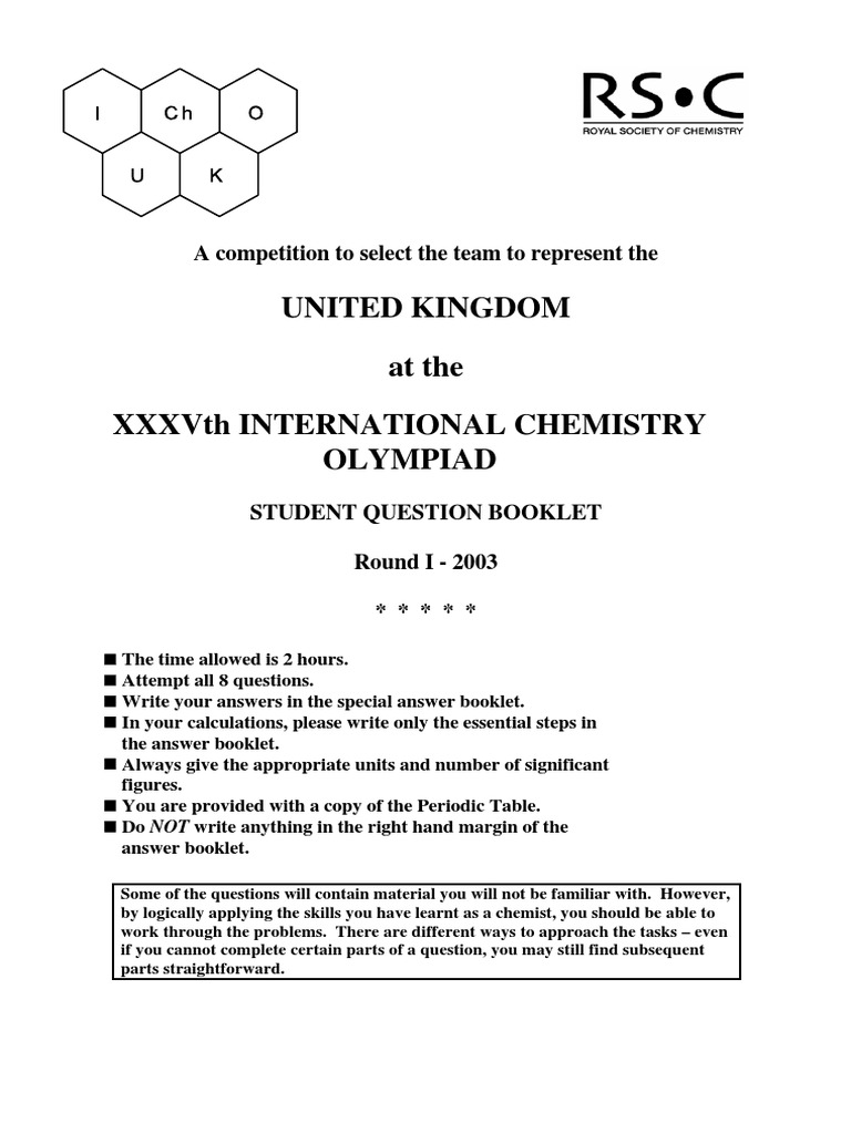 Chemistry Olympiads | PDF | Chemical Reactions | Oxide