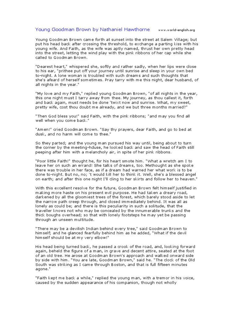 Nathaniel Hawthorne - Young Goodman Brown | PDF