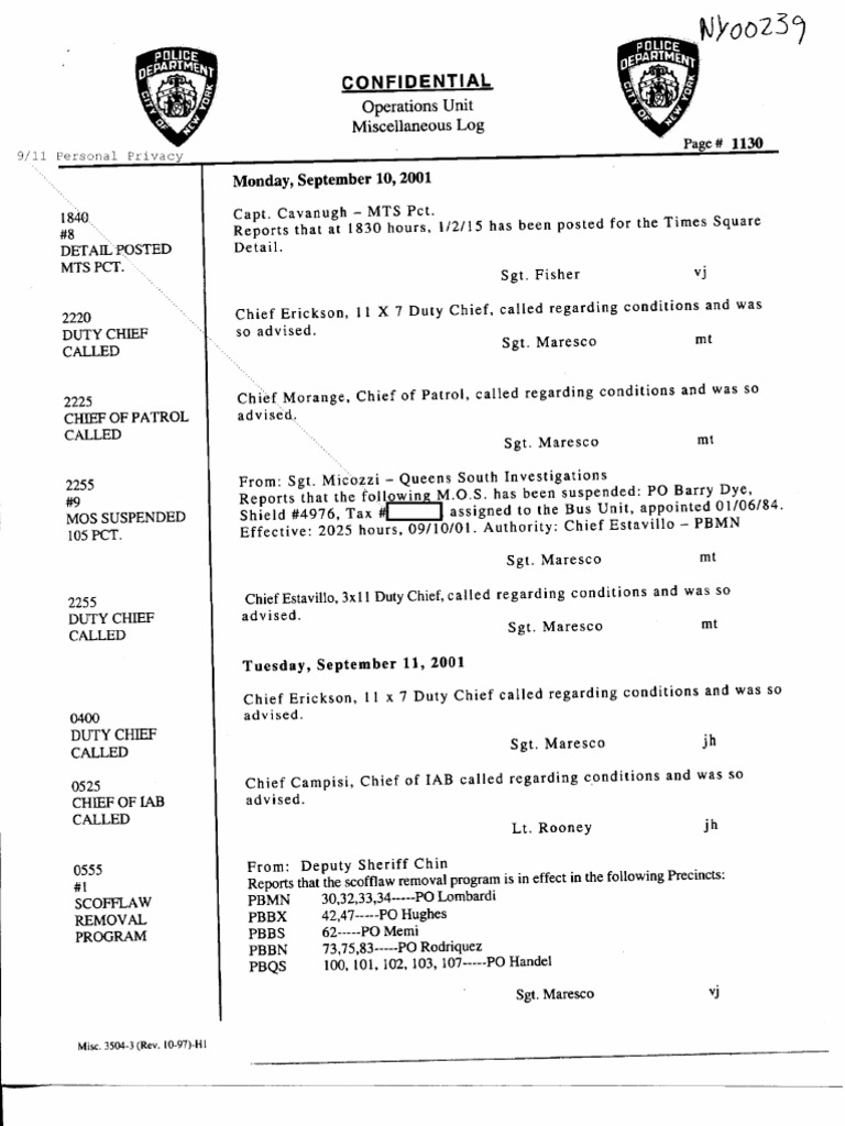 NY B37 NYPD Confidential Operations FDR - Entire Contents - Logs - Sep ...