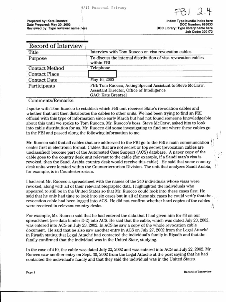 FBI Visa Revocation Cable Distribution | PDF | Federal Bureau Of ...