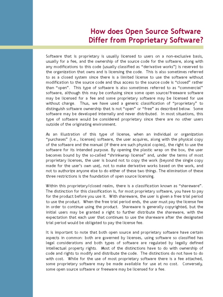 Differences Between Open Source and Proprietary Software | PDF | Proprietary Software | Source Code