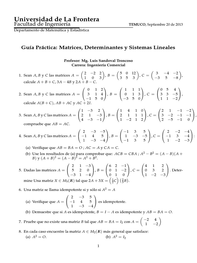 Matrices | PDF | Matriz (Matemáticas) | Teoría del operador