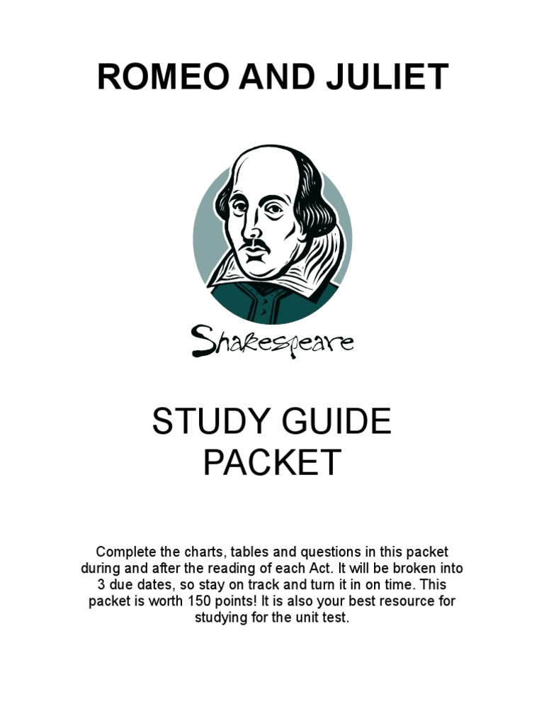 Study Guide Packet | Characters In Romeo And Juliet | Romeo And Juliet