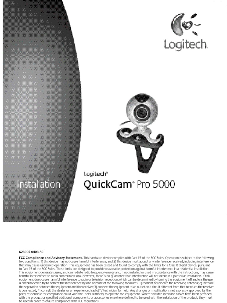 Webcam Logitech Quickcam Pro 5000 | PDF | Installation (Computer ...