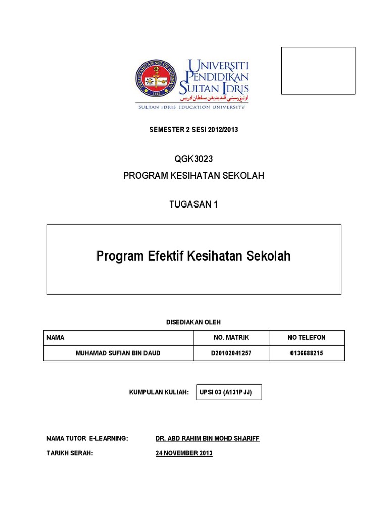 Tugasan 1 Program Kesihatan Sekolah | PDF