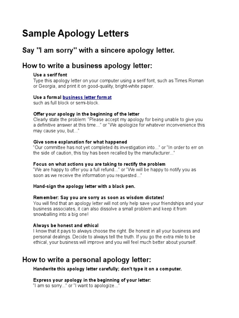 Apology Letter | PDF | Career & Growth | Self-Improvement