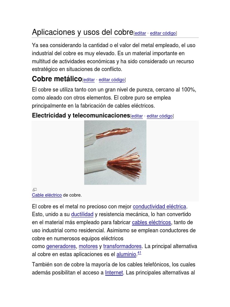 Aplicaciones y Usos Del Cobre | Descargar gratis PDF | Cobre | Bronce