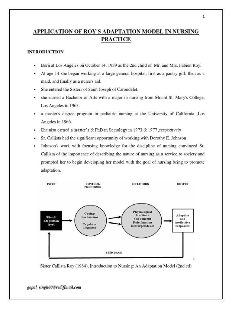 Application Of Roy'S Adaptation Model In Nursing Practice | Behavior ...