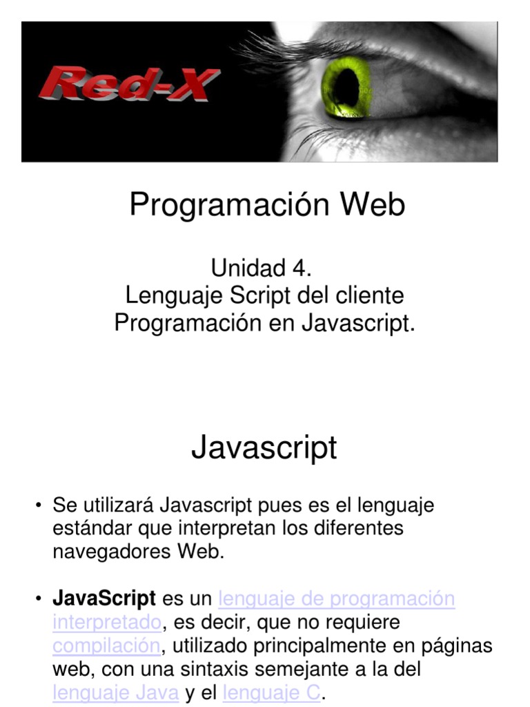Programación Web Unidad 4 Lenguaje Script Del Cliente Programación En 