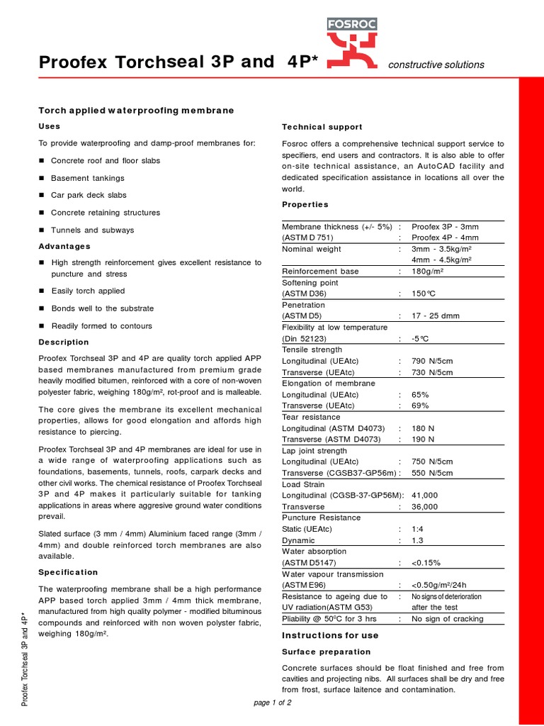 Proofex Torchseal 3P&4P | PDF | Strength Of Materials | Polymers