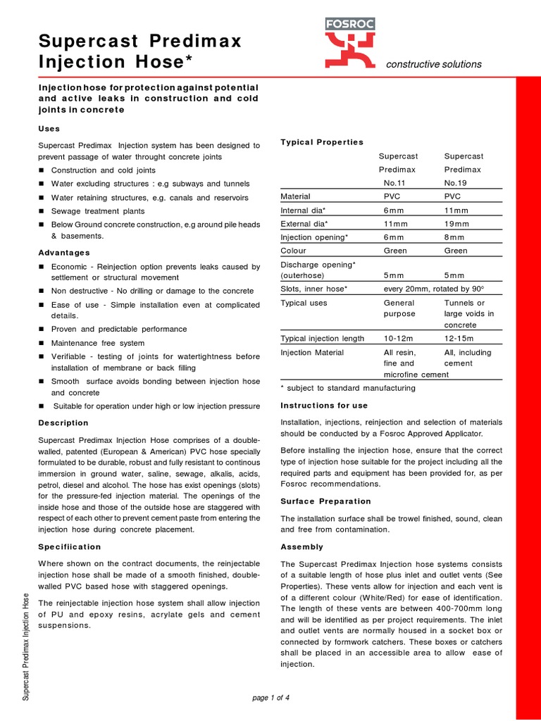 Supercast Predimax Injection Hose | PDF | Specification (Technical ...
