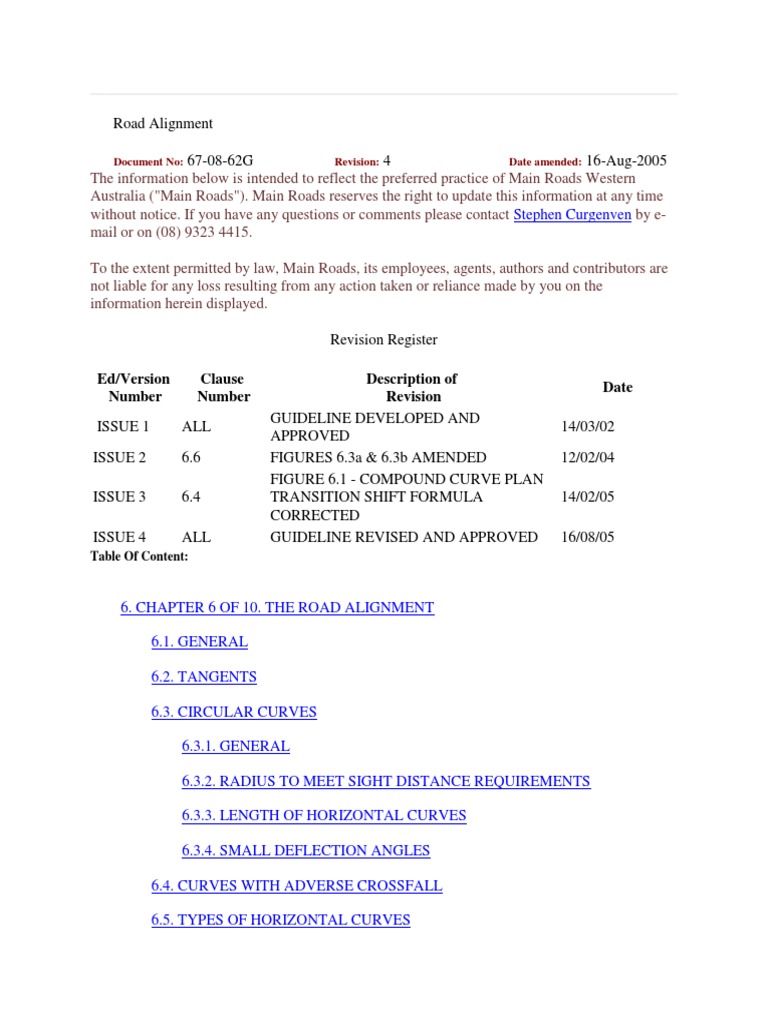 Road Design Manual | Download Free PDF | Tangent | Transportation ...