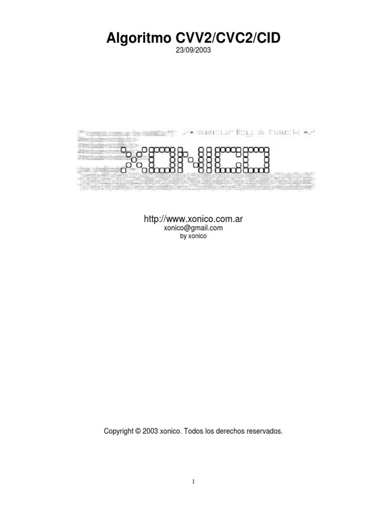 Algoritmo cvv2 | PDF