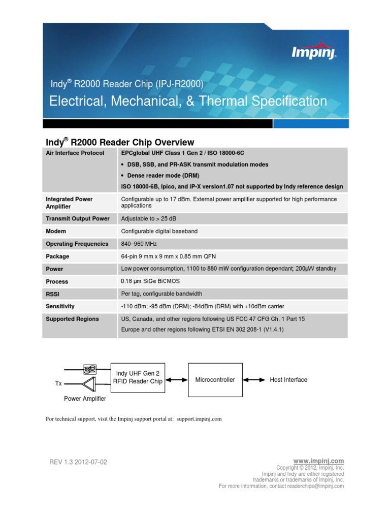 IPJ Indy R2000 Datasheet 20120702 | PDF | Amplifier | Analog To Digital Converter