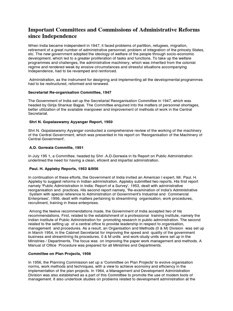 Important Committees and Commissions | Public Administration ...