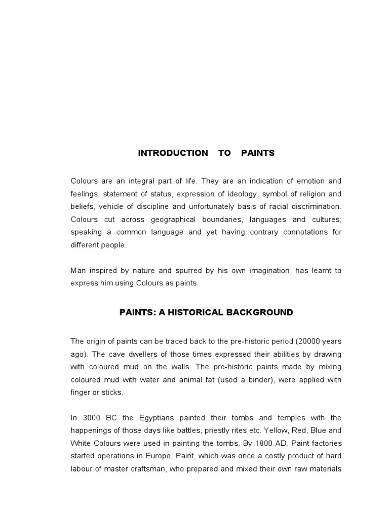 Introduction To Paints | PDF | Paint | Overtime
