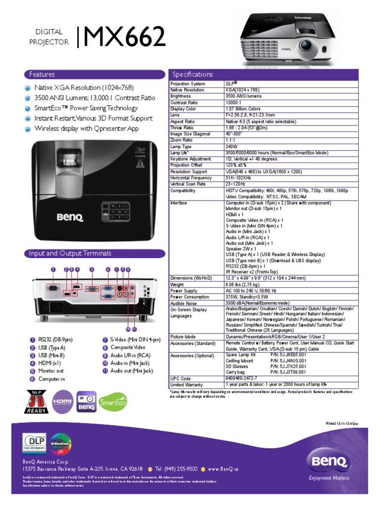 projector specification | Display Resolution | Video