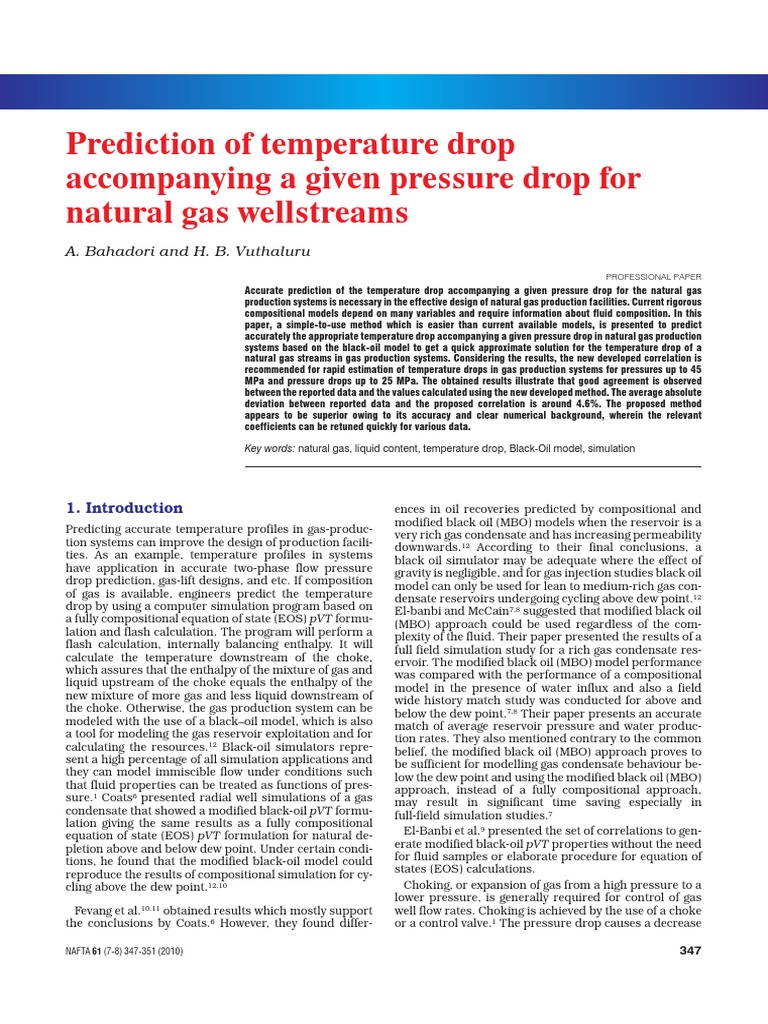 Temperature Drop in Gas Wellstreams | PDF | Gases | Petroleum Reservoir