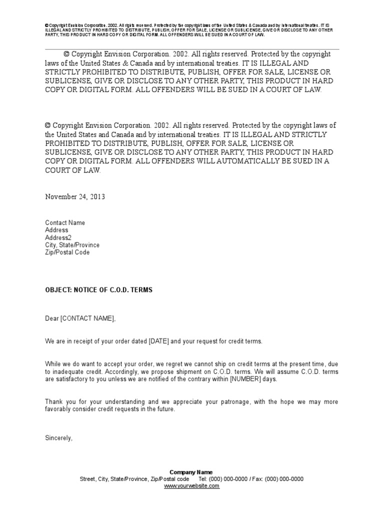 Notice of COD Terms | PDF