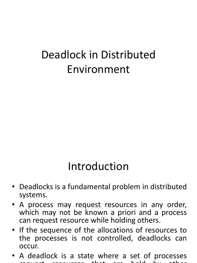 Deadlock in Distributed Enviornment | PDF | Distributed Computing | Concurrent Computing
