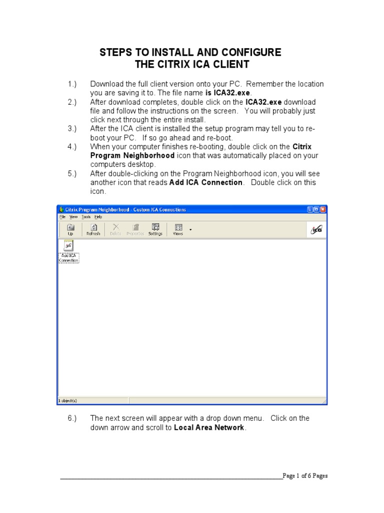 Steps To Install and Configure The Citrix ICA Client | PDF | Ibm Pc ...