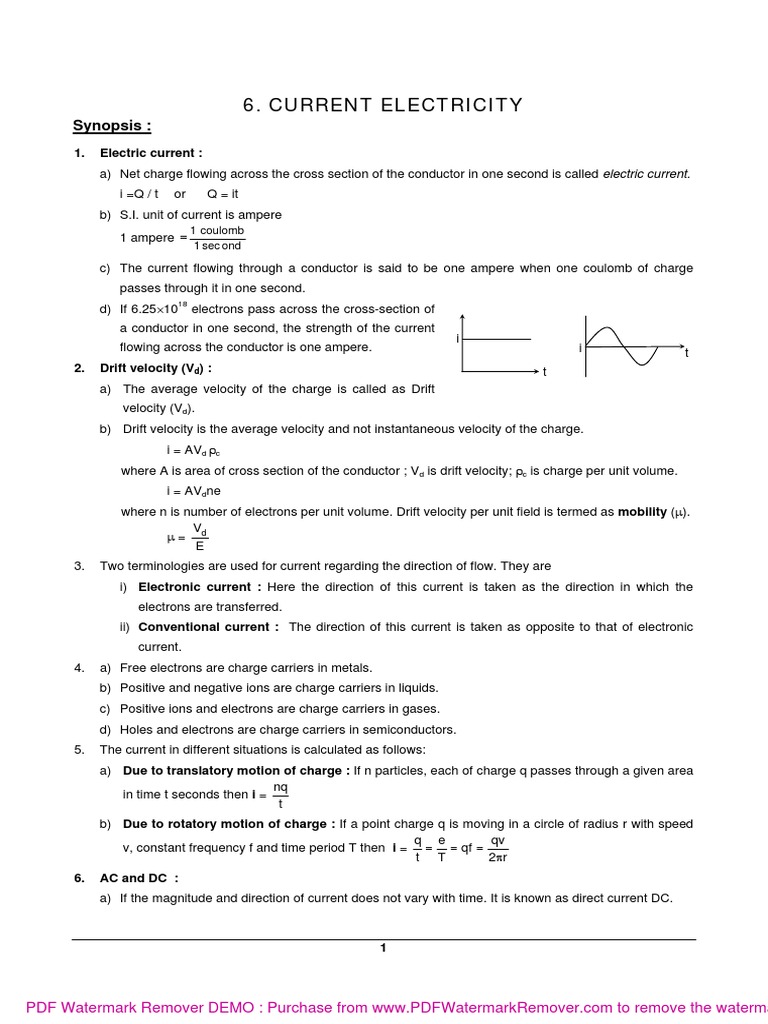 Current Electricity | PDF | Electric Current | Battery (Electricity)