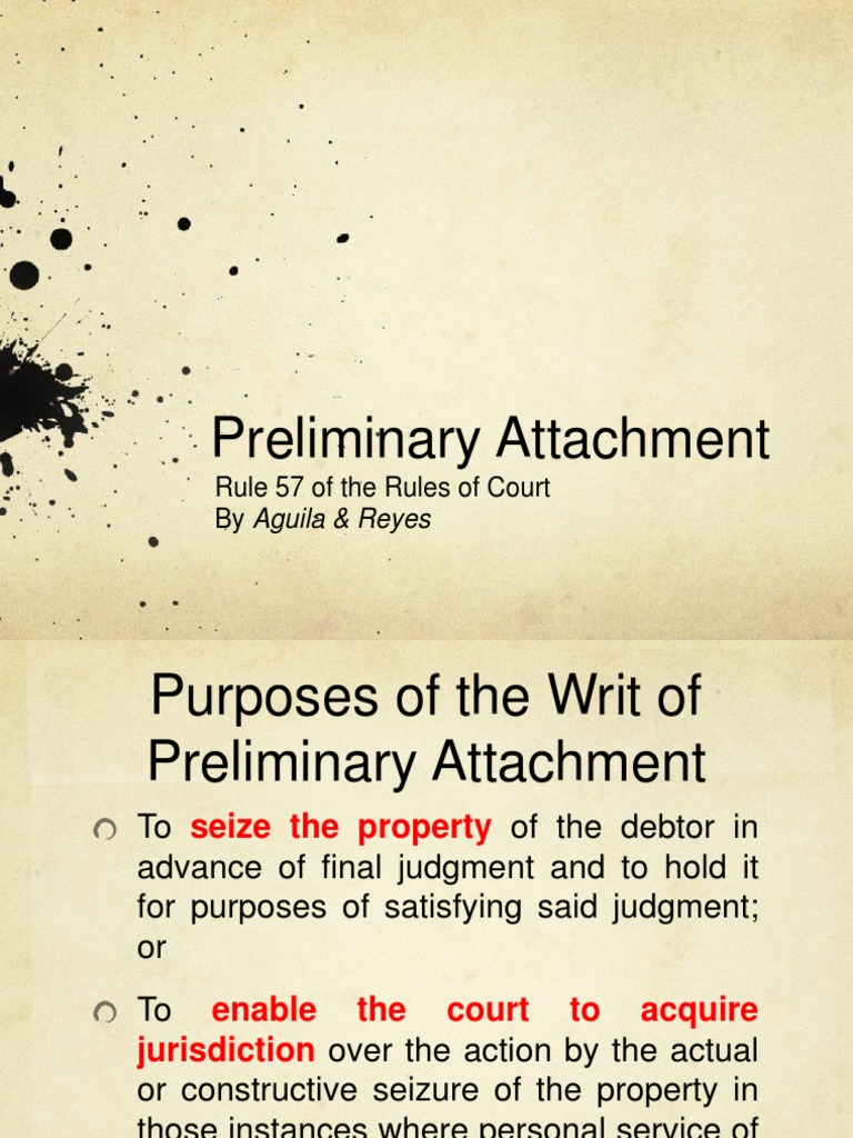 Preliminary Attachment Report (Combined) | Summons | Garnishment