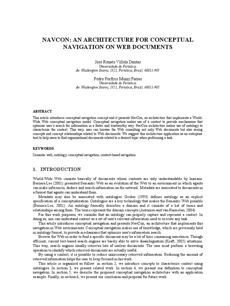 Navcon: An Architecture For Conceptual Navigation On Web Documents | PDF | Search Engine ...