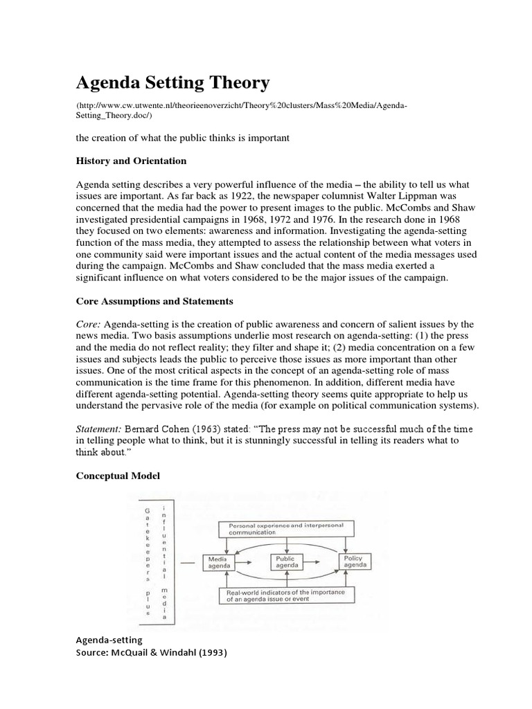 Agenda Setting Theory | PDF | History