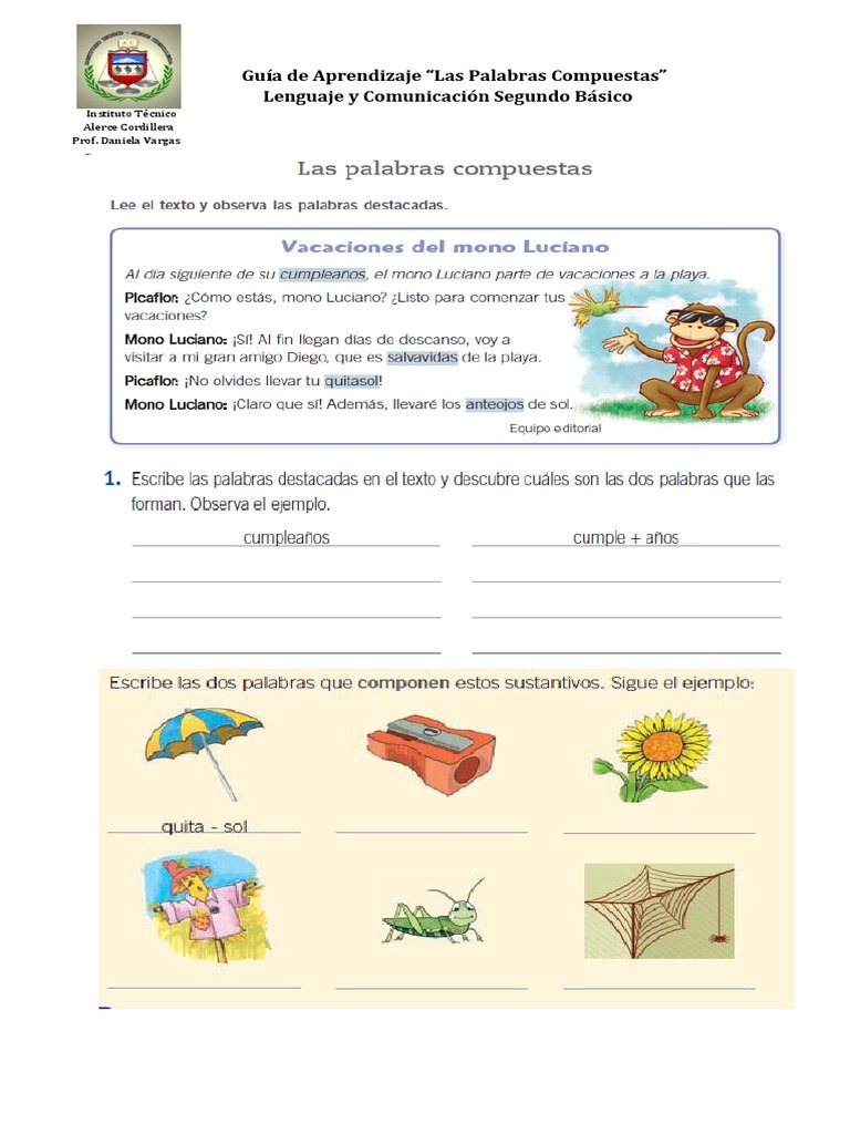 Hojas De Trabajo Gratuitas De Palabras Compuestas De Segundo Grado