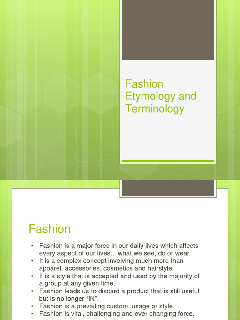 Fashion Etymology and Terminology | PDF | Fashion | Clothing