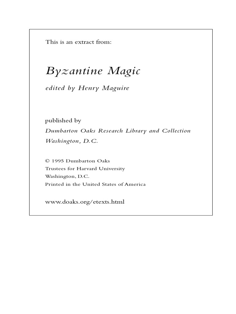 Maguire, Henry (Ed) - Byzantine Magic | PDF | Magic (Paranormal) | Amulet