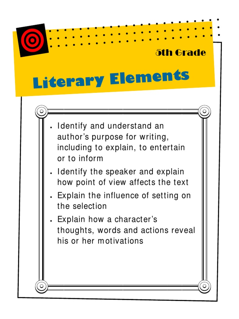 Literary Elements For Grade 5 | PDF | Narration | Narrative
