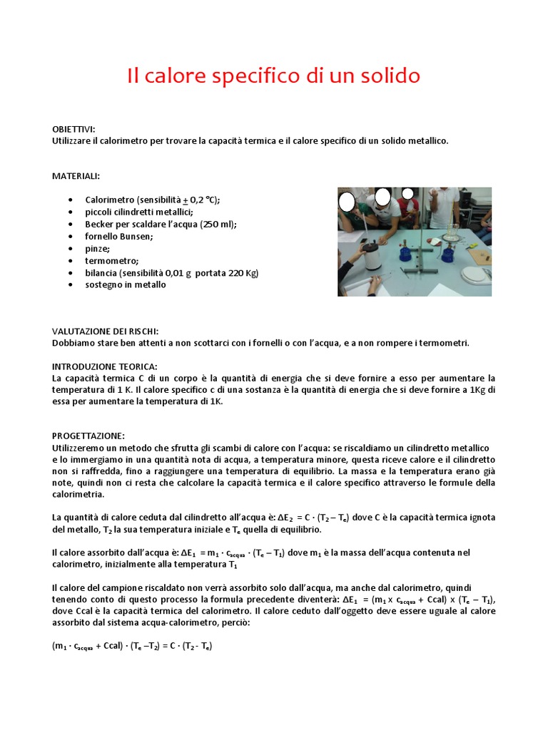 Il calore specifico di un corpo