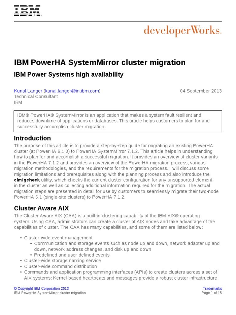 Au Aix Powerha Cluster Migration PDF | PDF | Computer Cluster | Multicast
