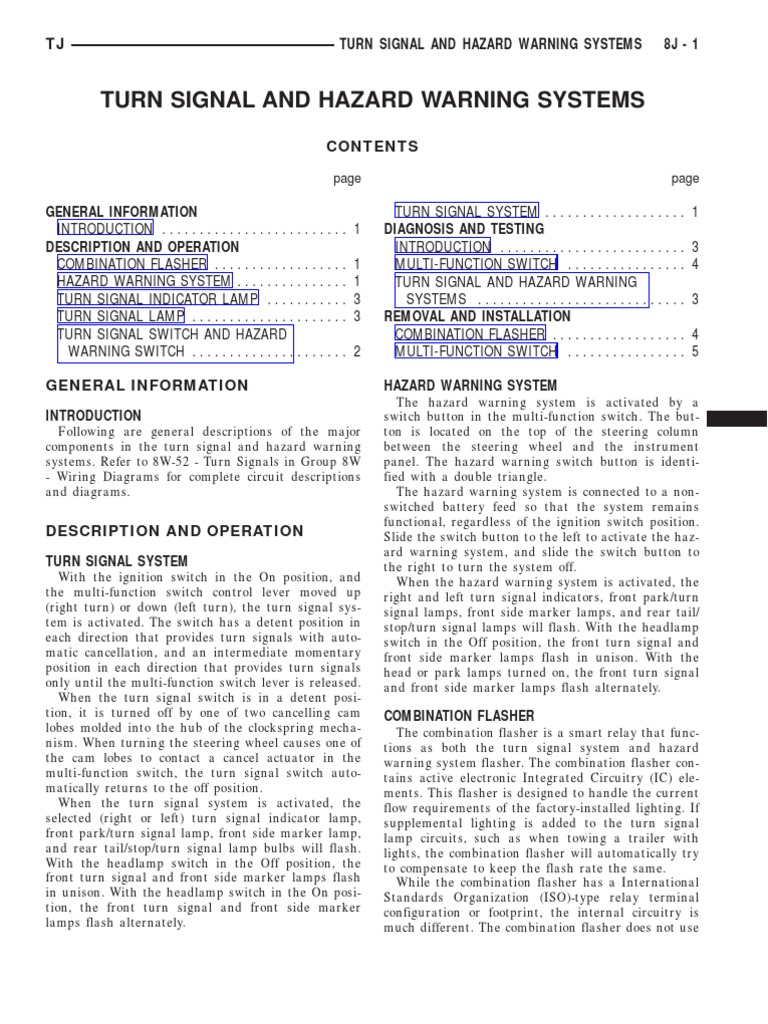 Turn Signal and Hazard Warning Systems | PDF