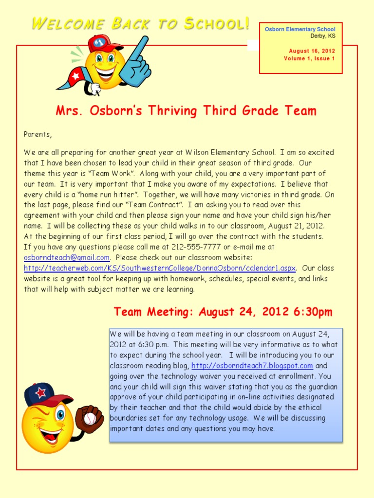 Parent Welcome Letter | PDF | Classroom | Teachers