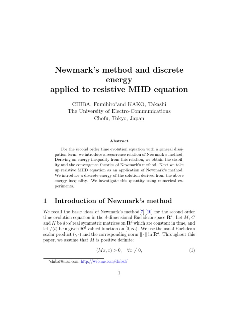 Stability and Convergence of Newmark's Method | PDF | Stability Theory ...